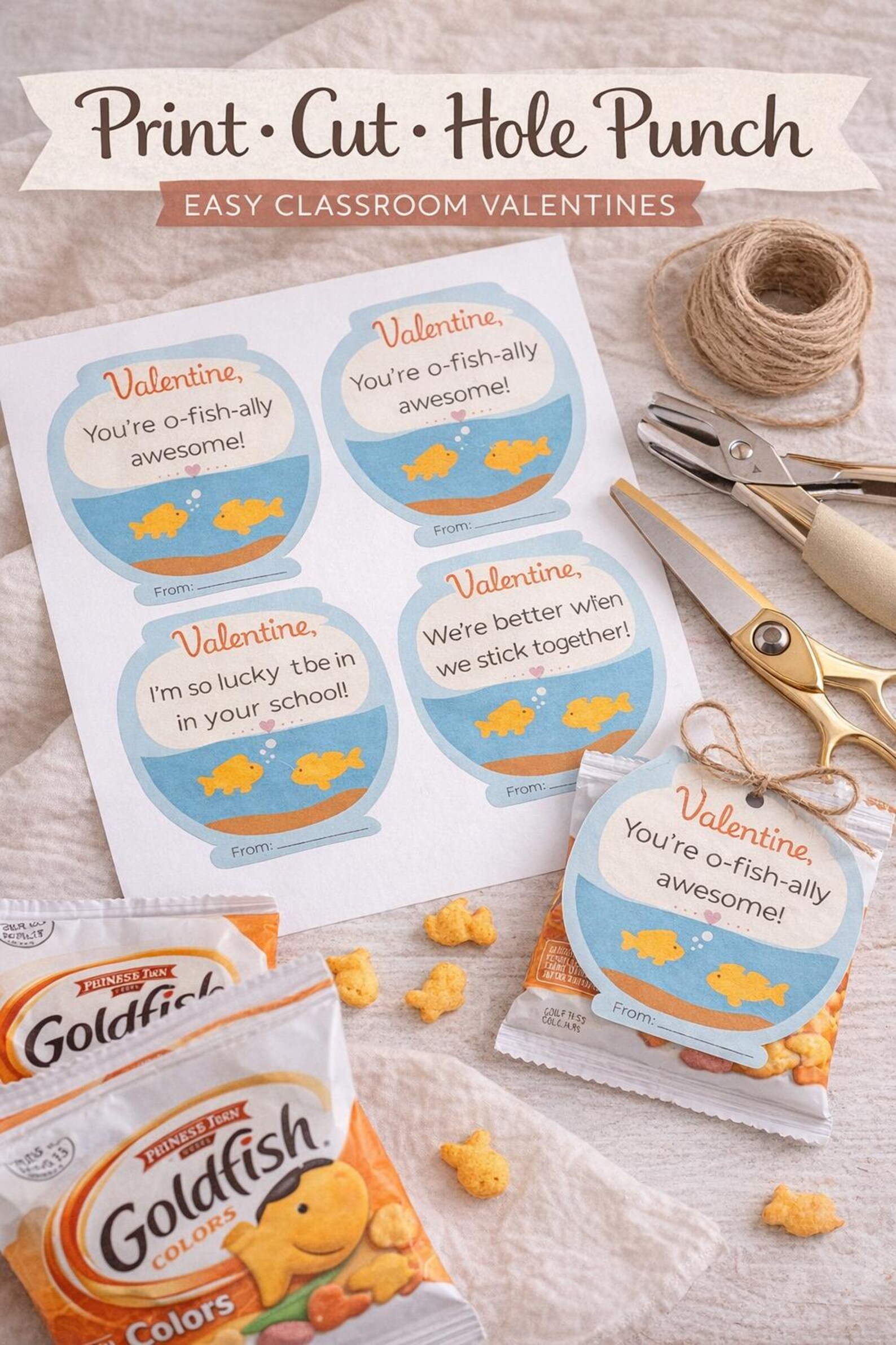 Goldfish Valentine's Day Tags, School Classroom Valentines (PDF ...