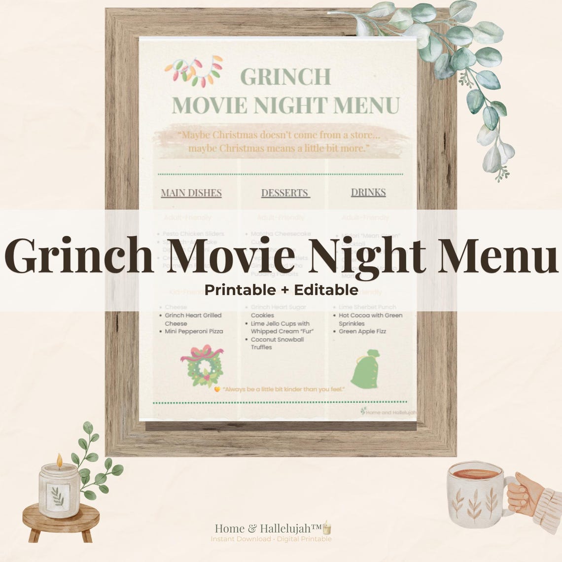 The Grinch Christmas Menu Template – Printable & Editable - Etsy