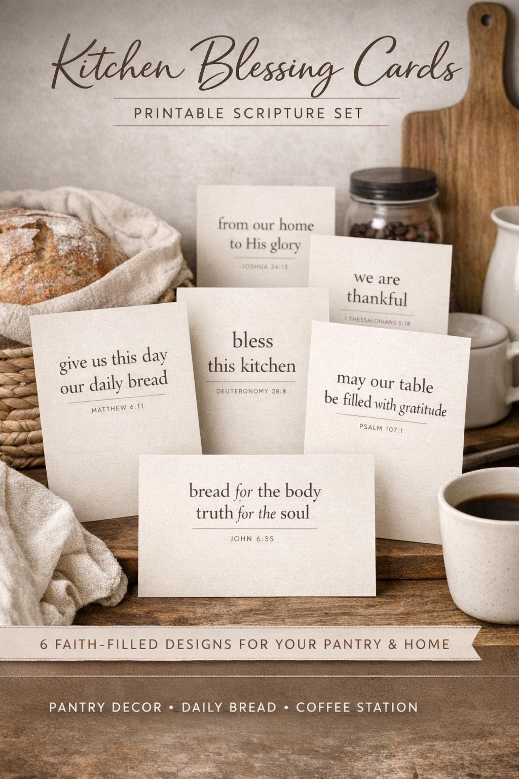 Kitchen Blessing Cards Printable – Christian Scripture, Pantry Decor ...