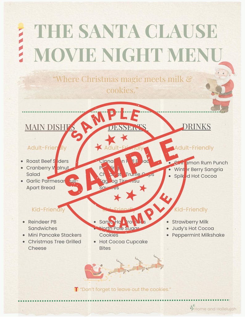 The Santa Clause Christmas Menu Template – Printable & Editable - Etsy
