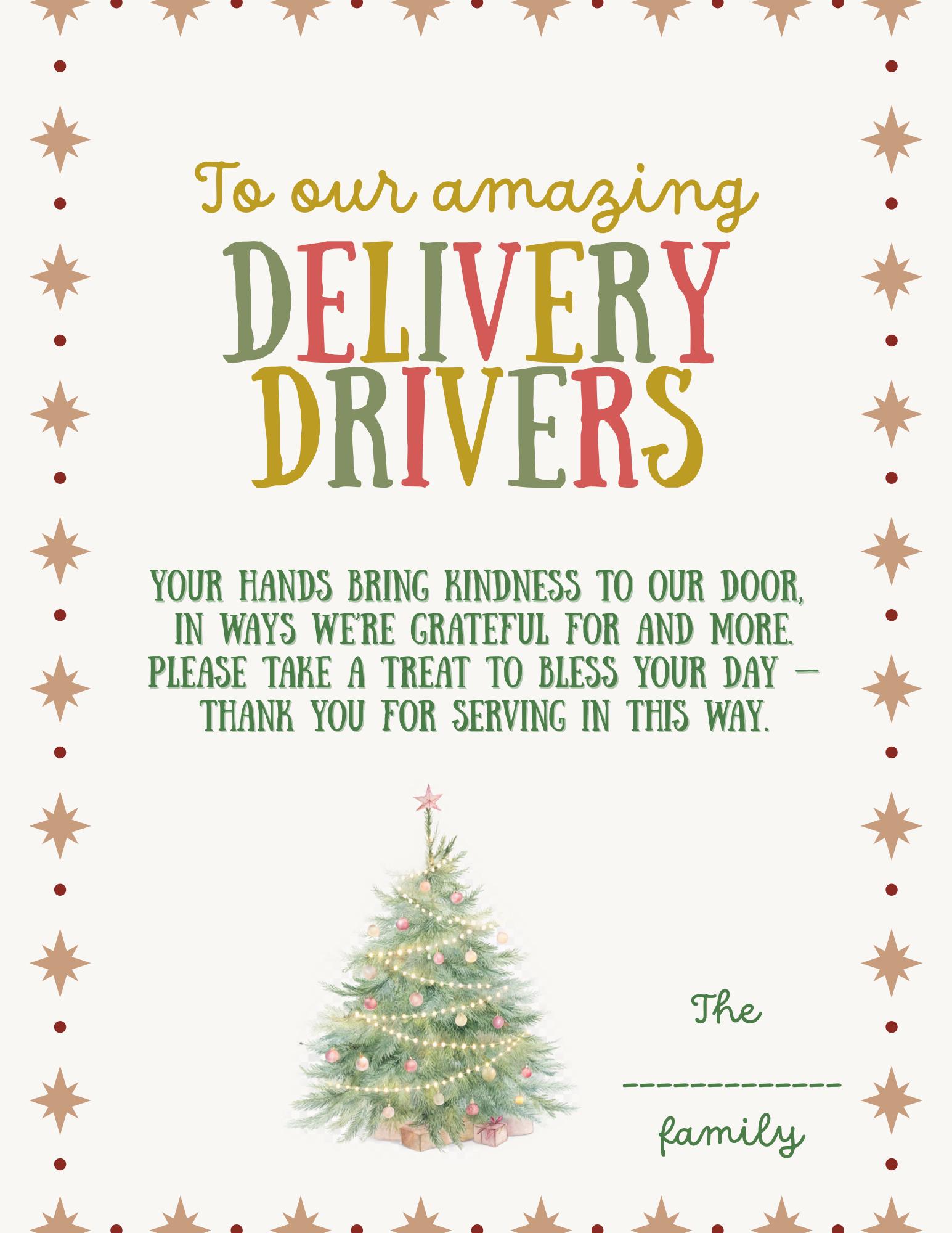 Delivery Driver Thank You Sign – Printable Snack Station - Etsy