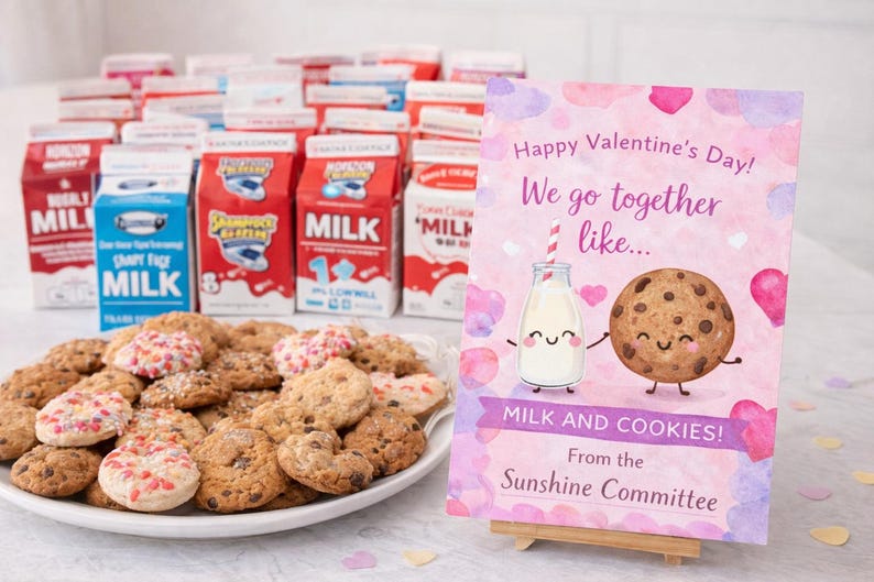 Milk and Cookies Valentine's Day Tags, Printable Gift Tags (PDF ...