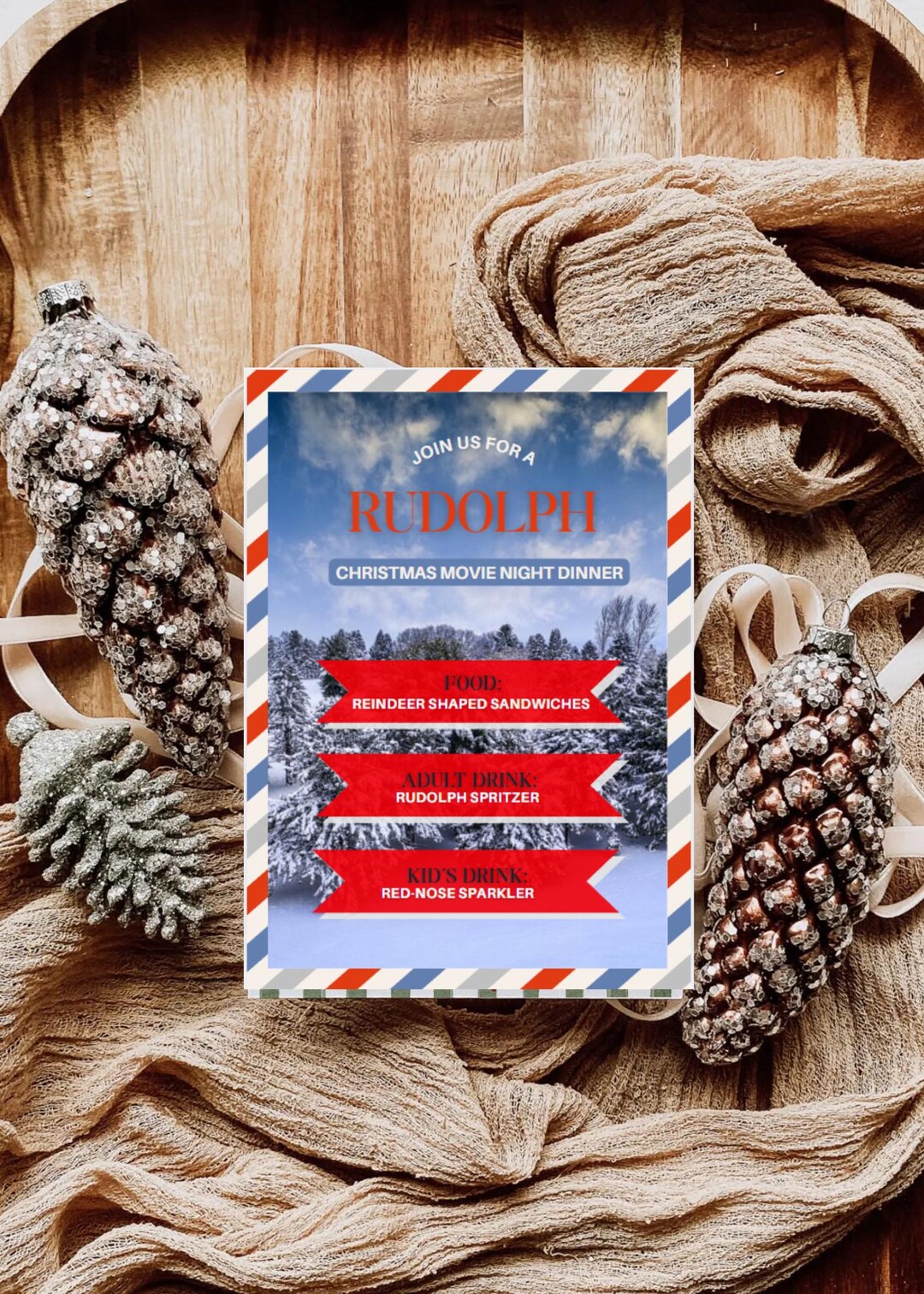 Rudolph Movie Night Menu Printable | Christmas Dinner Sign - Etsy