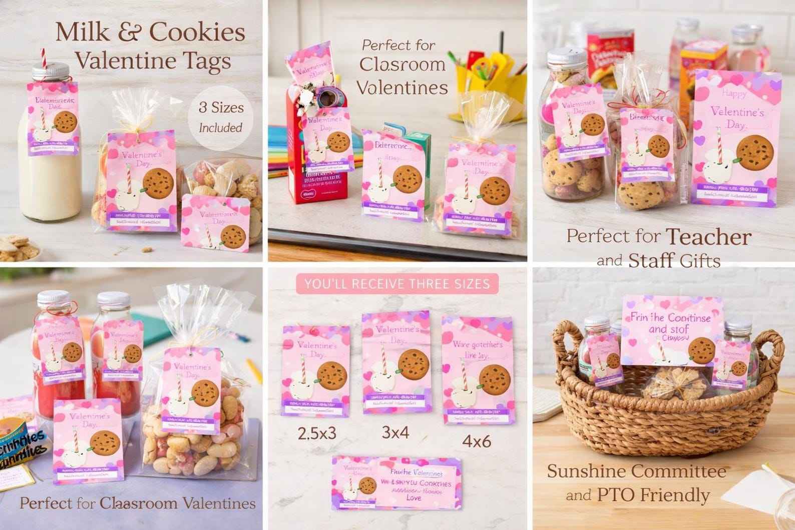 Milk and Cookies Valentine's Day Tags, Printable Gift Tags (PDF ...