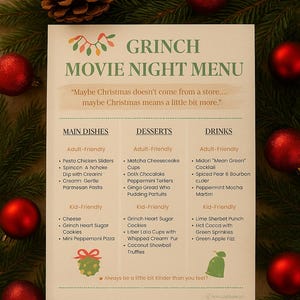 The Grinch Christmas Menu Template – Printable & Editable - Etsy