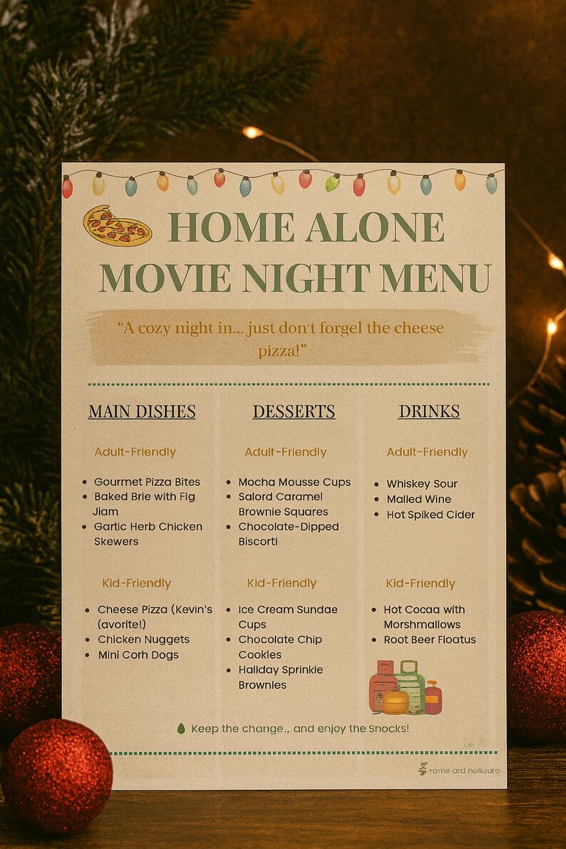 Home Alone Christmas Menu Template – Printable & Editable - Etsy