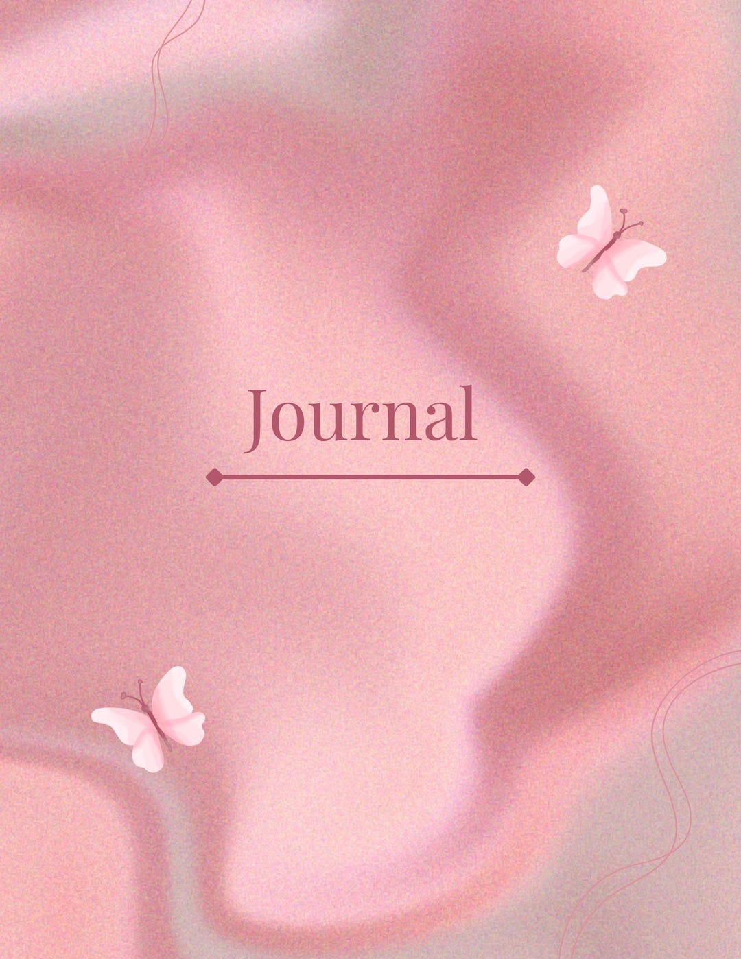 Pink Butterfly Lined Journal | Feminine Writing Template (digital ...