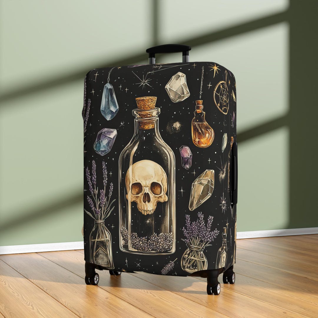 Goth Emu Witchy Apothecary Luggage Cover, Suitcase Wrap, Travel ...