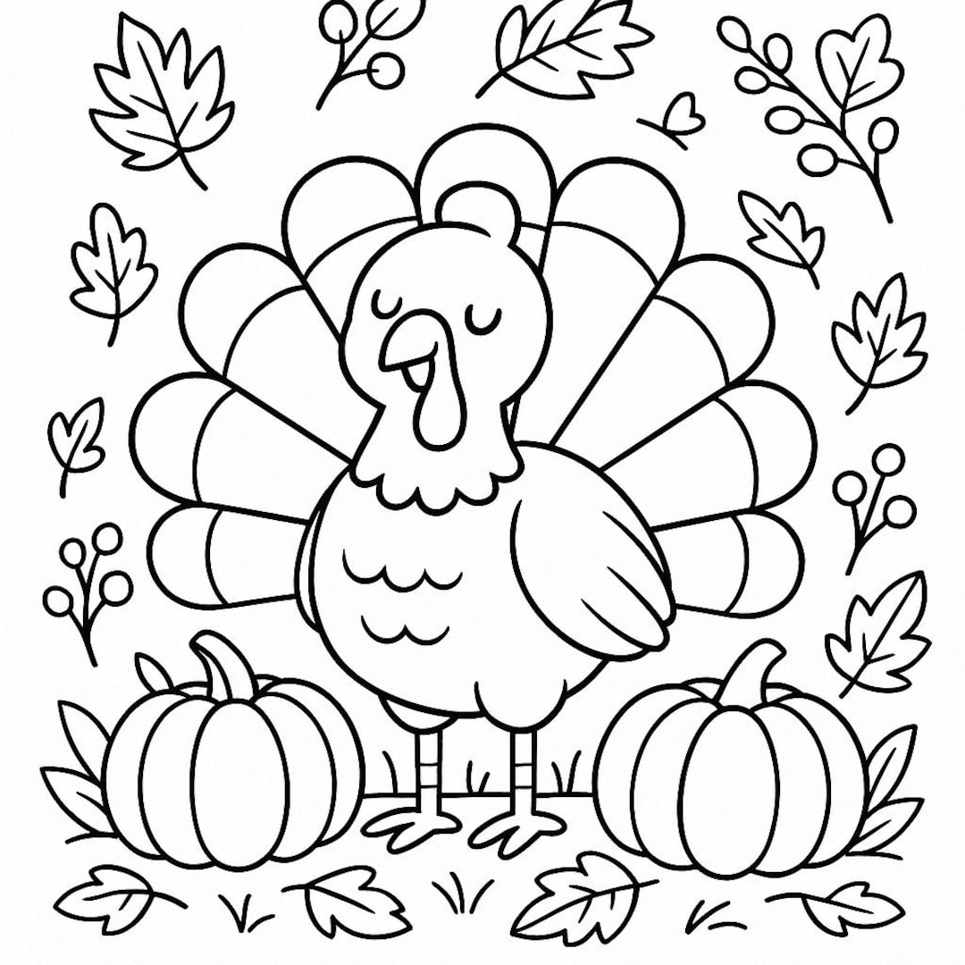 Autumn & Thanksgiving Coloring Pages • Fall Printable Set • Instant ...