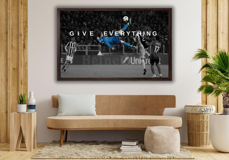 Cristiano Ronaldo Soccer Canvas Wall Art Bicycle Kick Poster ...
