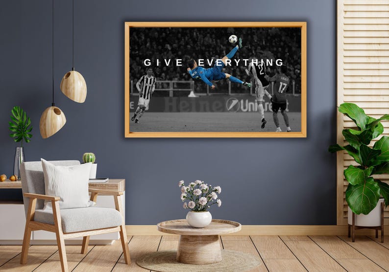 Cristiano Ronaldo Soccer Canvas Wall Art Bicycle Kick Poster ...