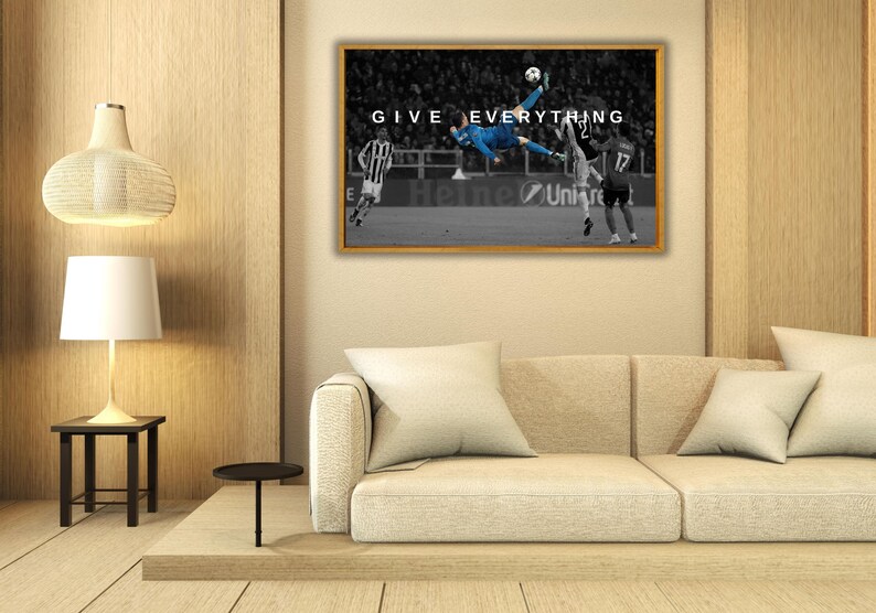 Cristiano Ronaldo Soccer Canvas Wall Art Bicycle Kick Poster ...