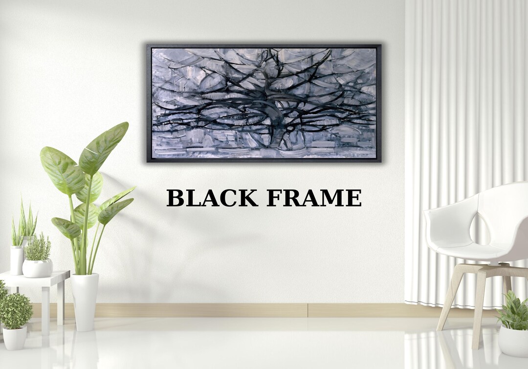 Mondrian Gray Tree Art Print: Abstract Canvas Wall Decor - Etsy UK