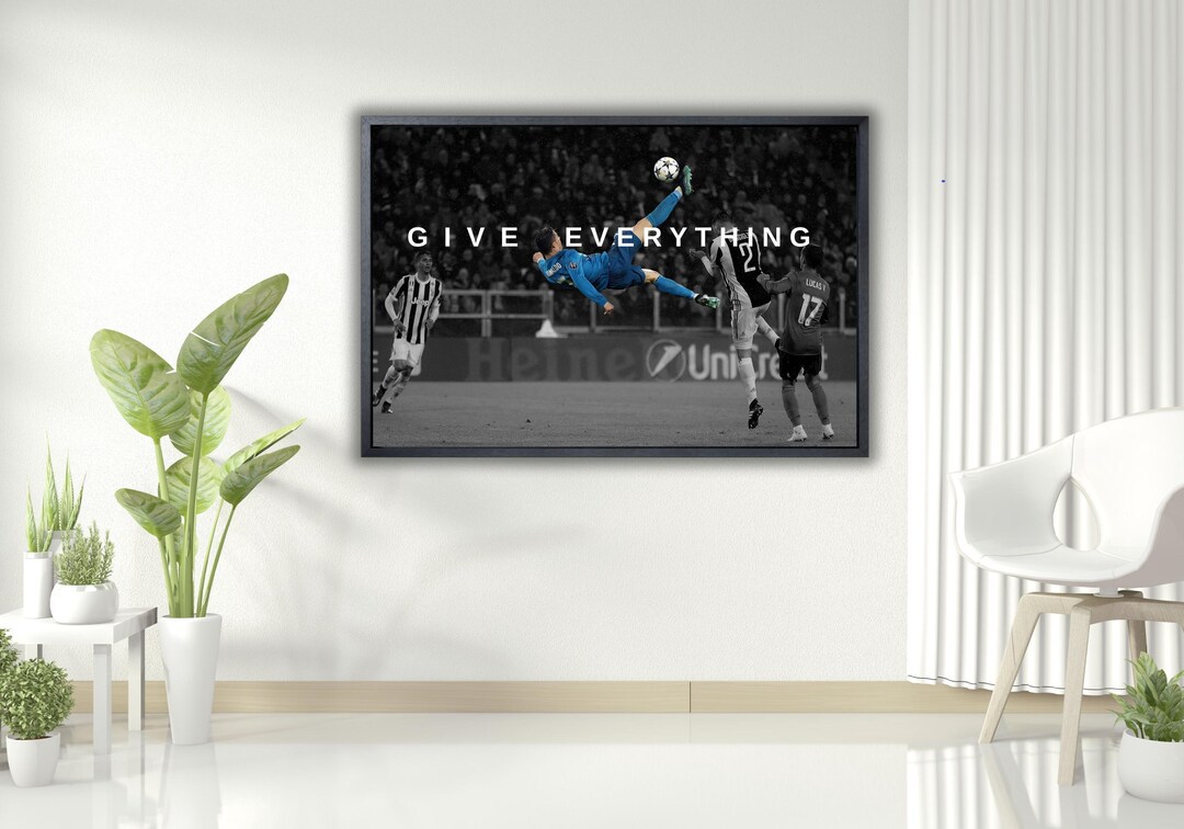 Cristiano Ronaldo Soccer Canvas Wall Art Bicycle Kick Poster ...