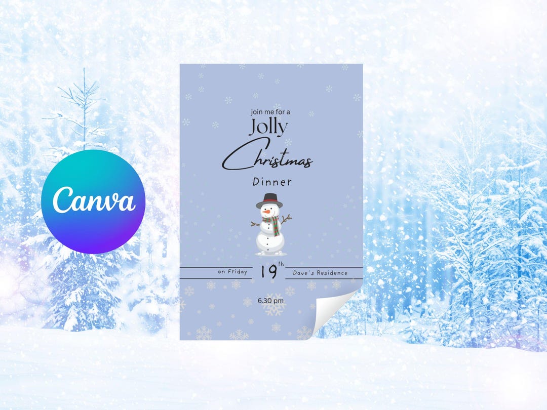 Christmas Party Invitation Card Template | Snowman Invite | Editable ...