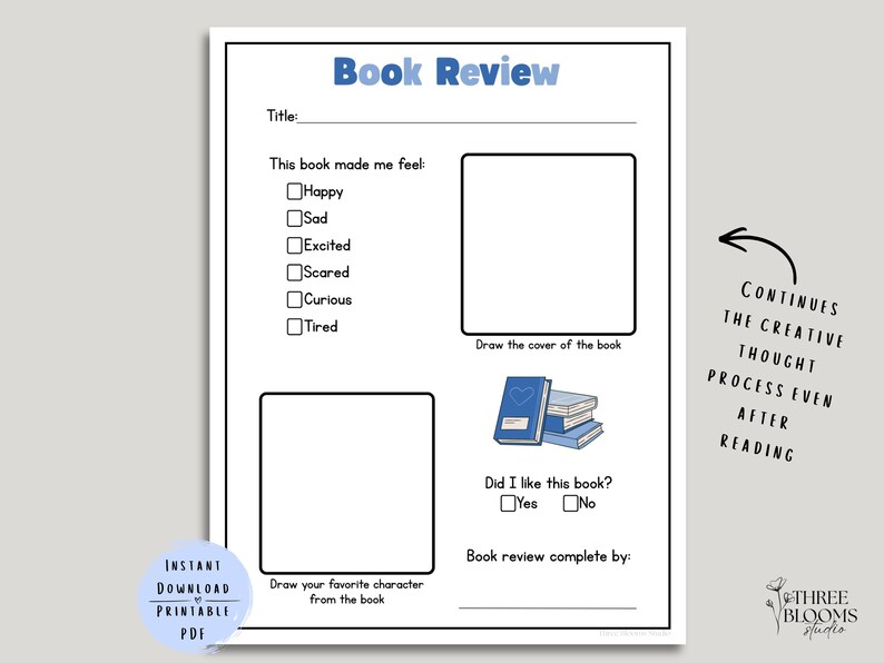 Book Review Reading Log Worksheet for Preschool and Kindergarten - Etsy
