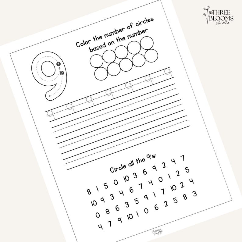 Number Tracing Workbook, Learn to Write Numbers, Preschool Activity ...