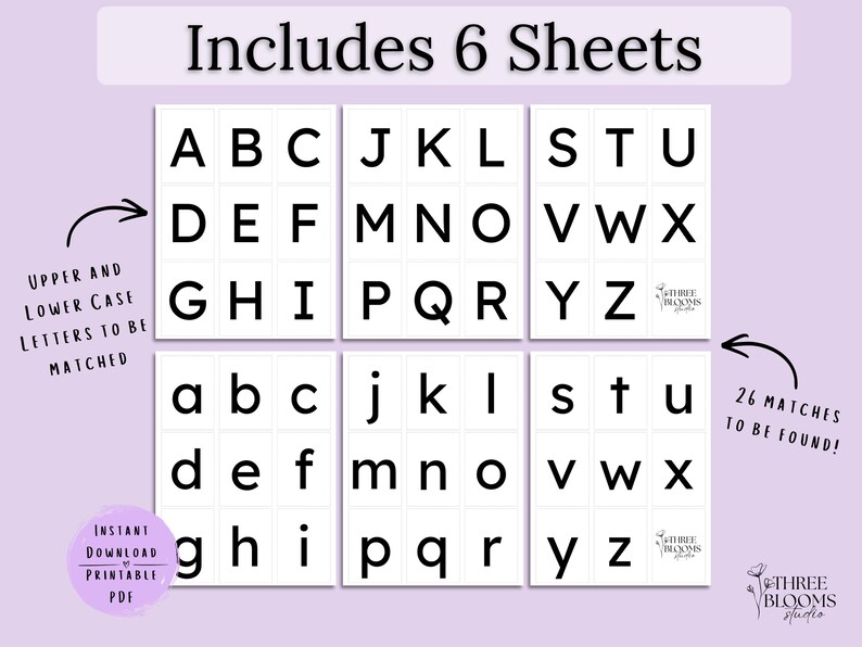 ABC Flash Cards Matching Game | Uppercase Lowercase Alphabet (PDF ...