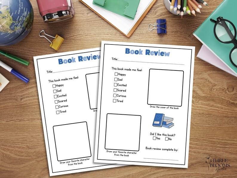 Book Review Reading Log Worksheet for Preschool and Kindergarten - Etsy