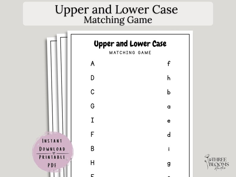 Upper and Lower Case Letters Matching Game | Kindergarten Preschool ...