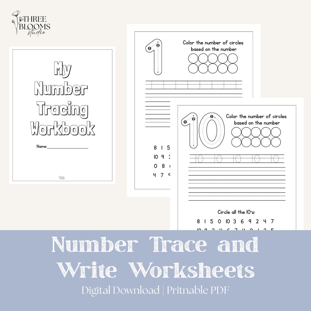Number Tracing Workbook, Learn to Write Numbers, Preschool Activity ...