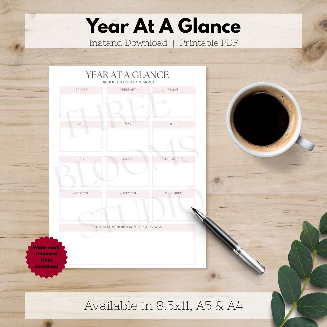 2026 Year at A Glance | Yearly Reflection Printable - Etsy