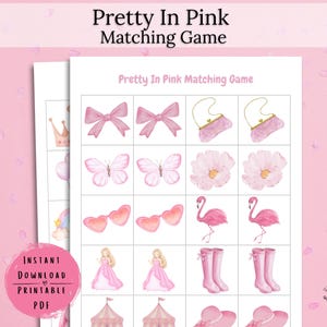 Pretty in Pink Memory Matching Game Printable PDF – Fun Activity for ...