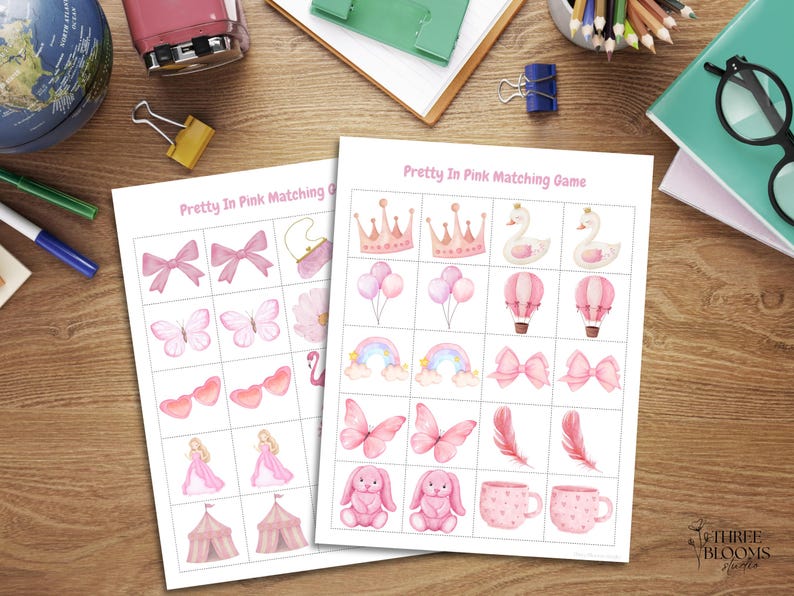 Pretty in Pink Memory Matching Game Printable PDF – Fun Activity for ...
