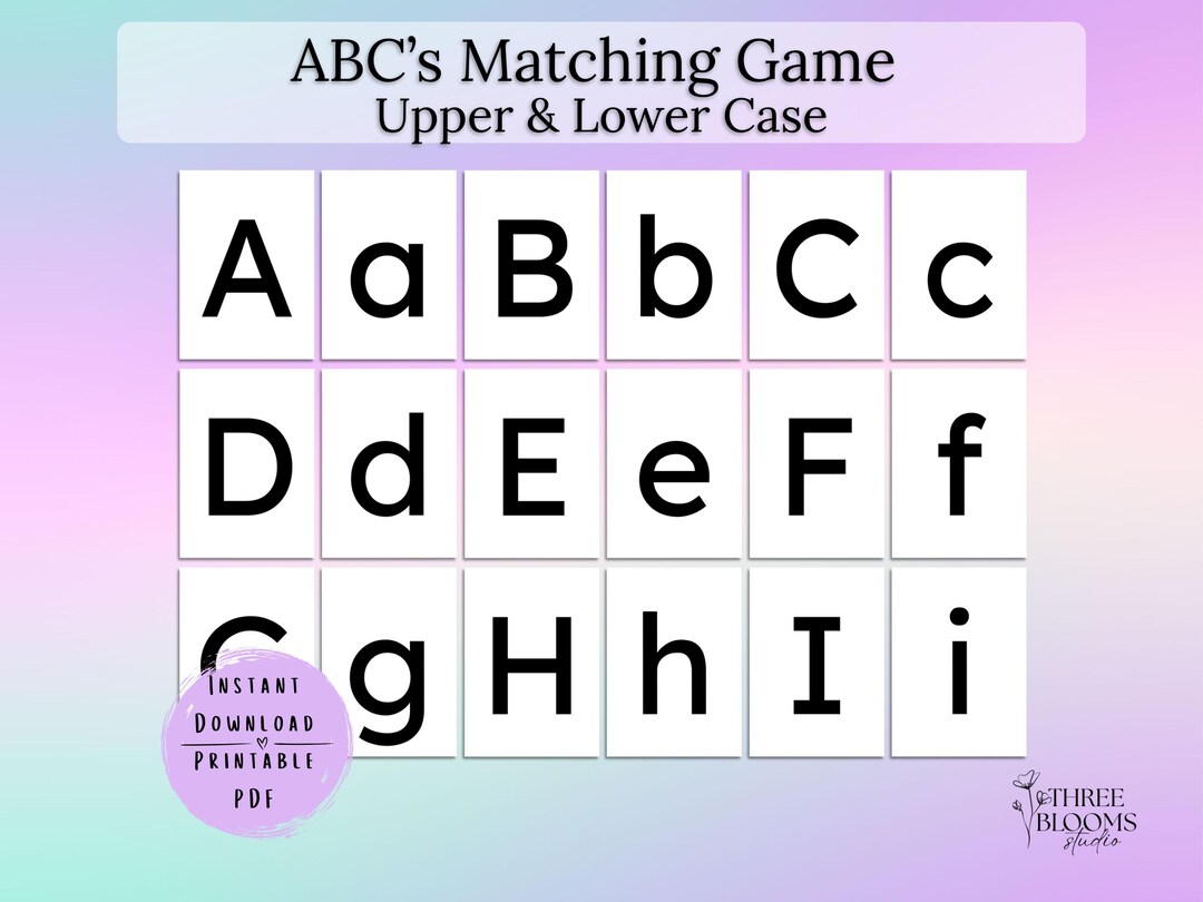 ABC Flash Cards Matching Game | Uppercase Lowercase Alphabet (PDF ...