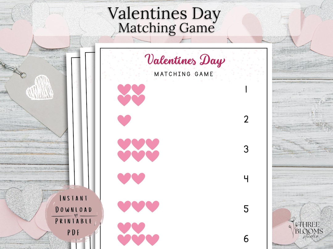 Preschool Valentine's Day Matching Game | Kids Printable Number Puzzle ...