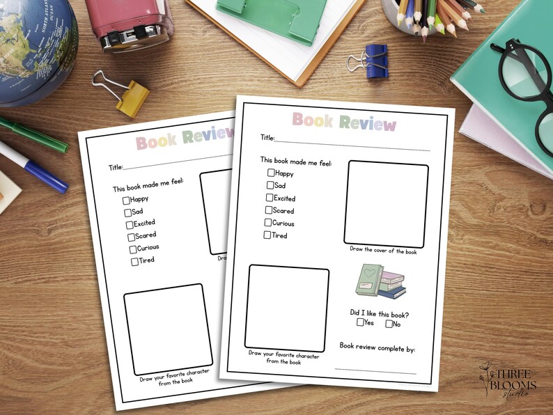 Book Review Reading Log Worksheet for Preschool and Kindergarten - Etsy