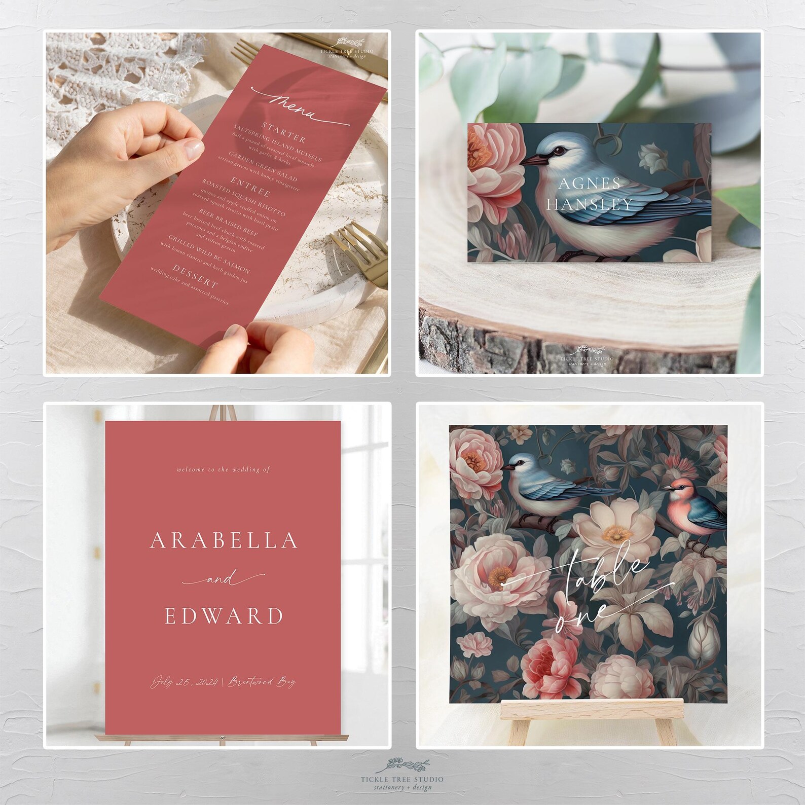Personalized Printable Menu Cards Arabella Garden W011 Reception, Table ...