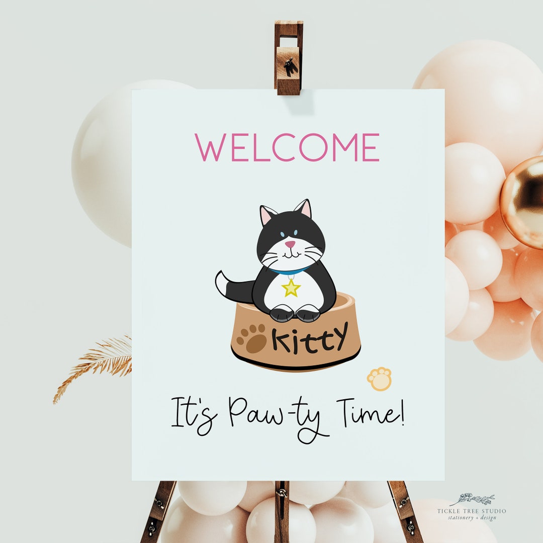 Instant Download Printable Welcome Sign - Kitten/cat Themed Party (KB034) - Etsy
