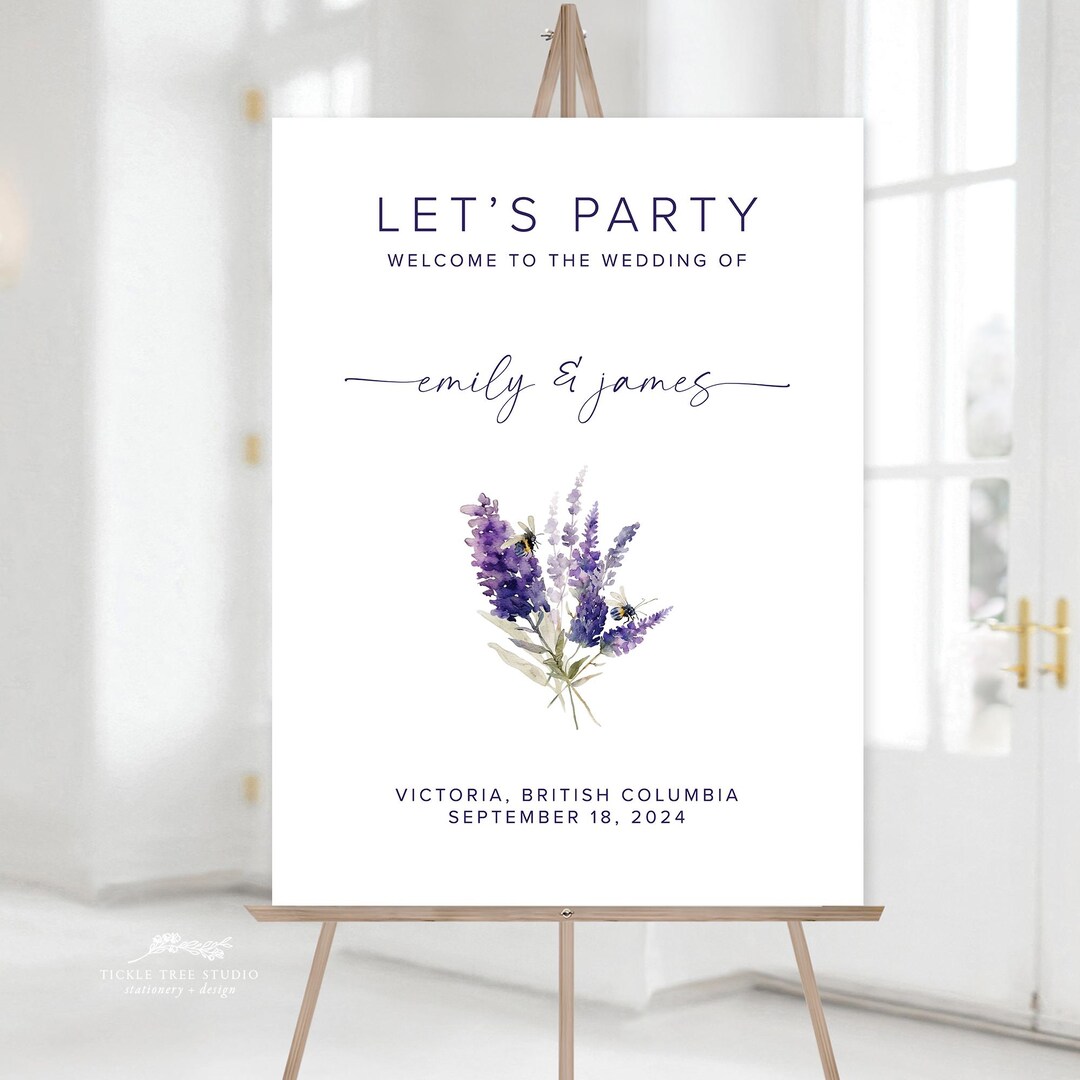 Personalized Printable Welcome Sign Lavender Fields W001 Reception ...