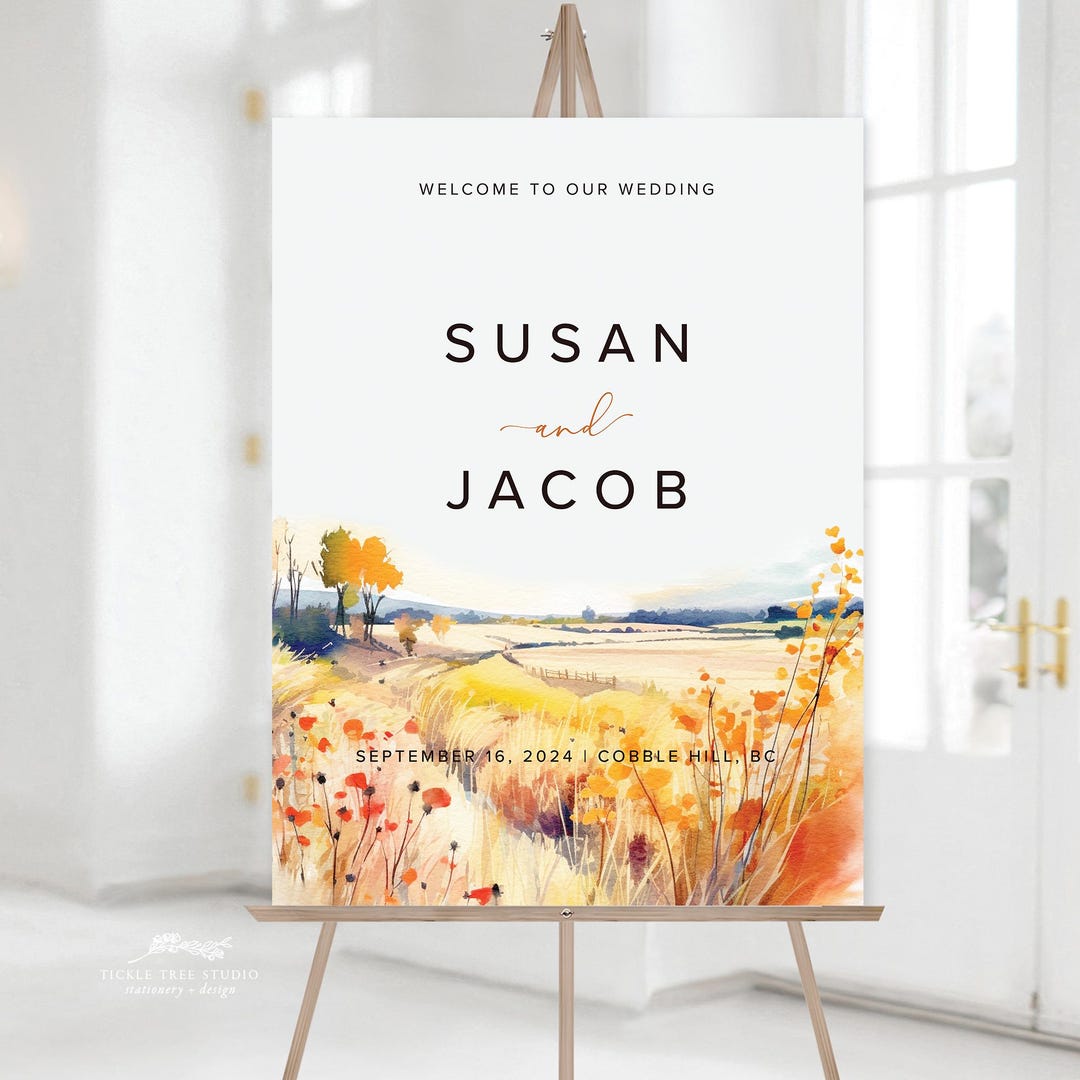 Personalized Printable Welcome Sign Autumn Love W004 Reception, Table ...