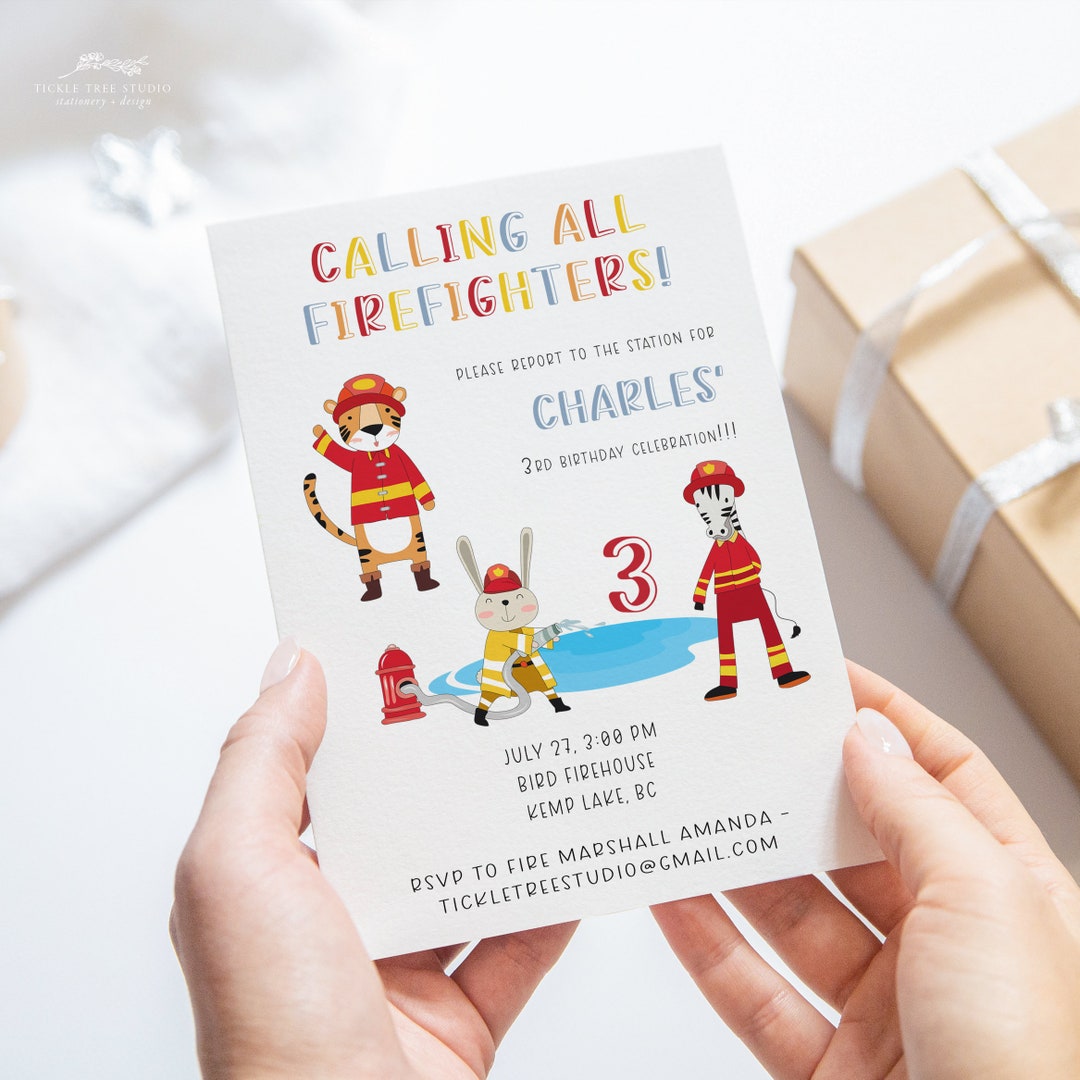 Personalized Printable Invitation Calling All Firefighters, Firefighter ...