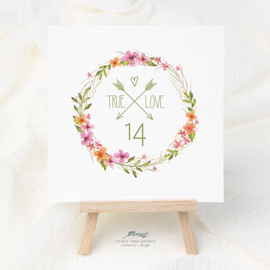 Personalized Printable Table Numbers Wildflowers W015 Reception, Table ...