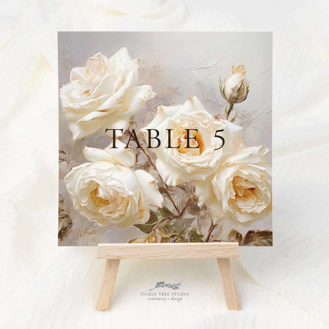 Personalized Printable Table Numbers Roses & Renaissance W007 Reception ...