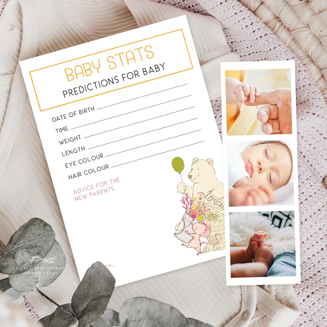 Baby Stats Shower Game - INSTANT DOWNLOAD - Bear & Bee (K055) - Etsy