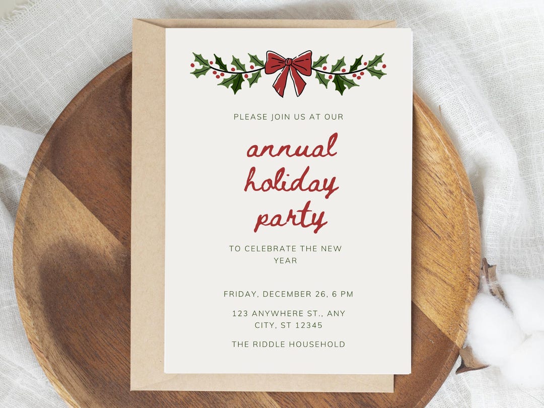 Editable Holiday Party Invitation Template – 5x7 Canva Design | Instant ...