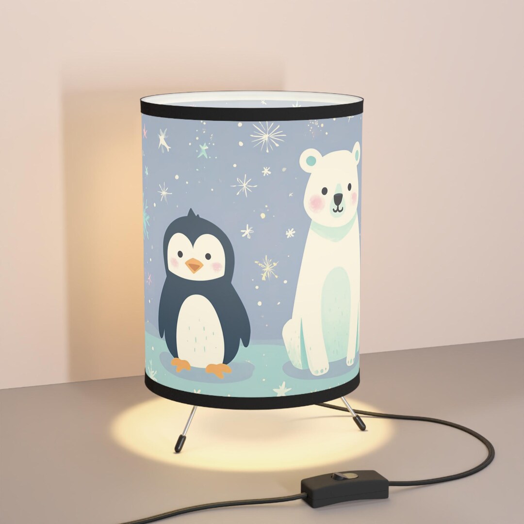 Penguin and Polar Bear Tripod Lamp: Winter Nursery Decor - Etsy