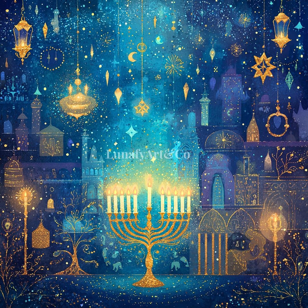 Hanukkah Art Printing | Menorah Holiday Decor (digital Download) - Etsy