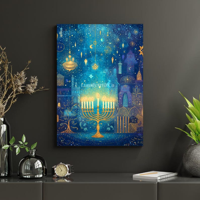 Hanukkah Art Printing | Menorah Holiday Decor (digital Download) - Etsy