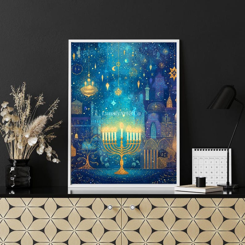 Hanukkah Art Printing | Menorah Holiday Decor (digital Download) - Etsy