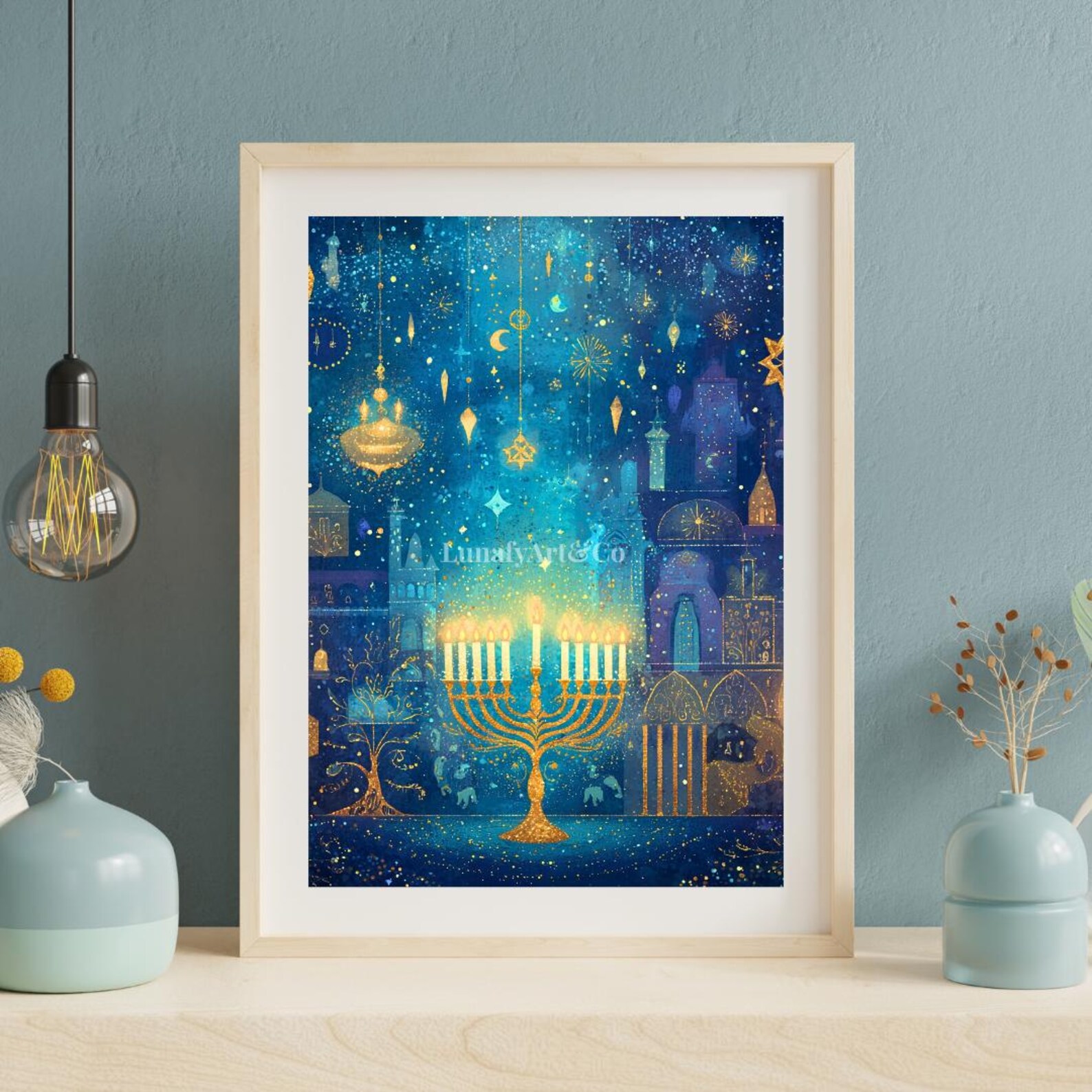 Hanukkah Art Printing | Menorah Holiday Decor (digital Download) - Etsy