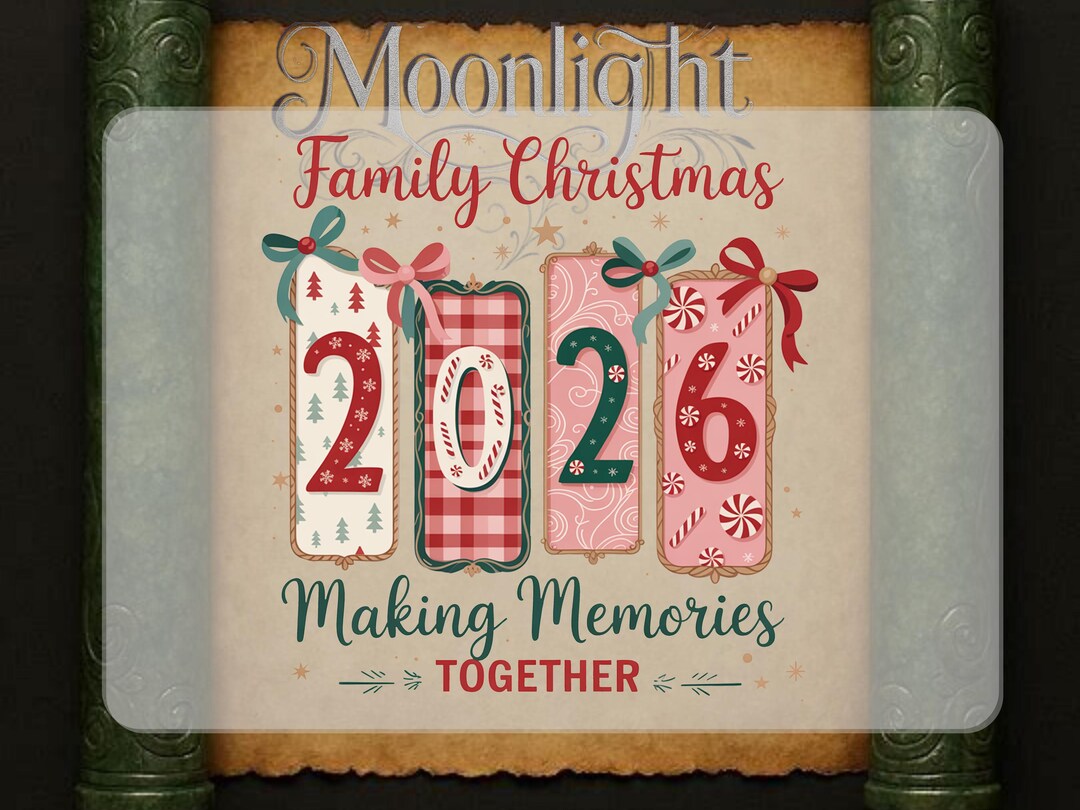 Moonlight Family Christmas 2026 DTF Transfer,2026 Holiday Meet Print ...