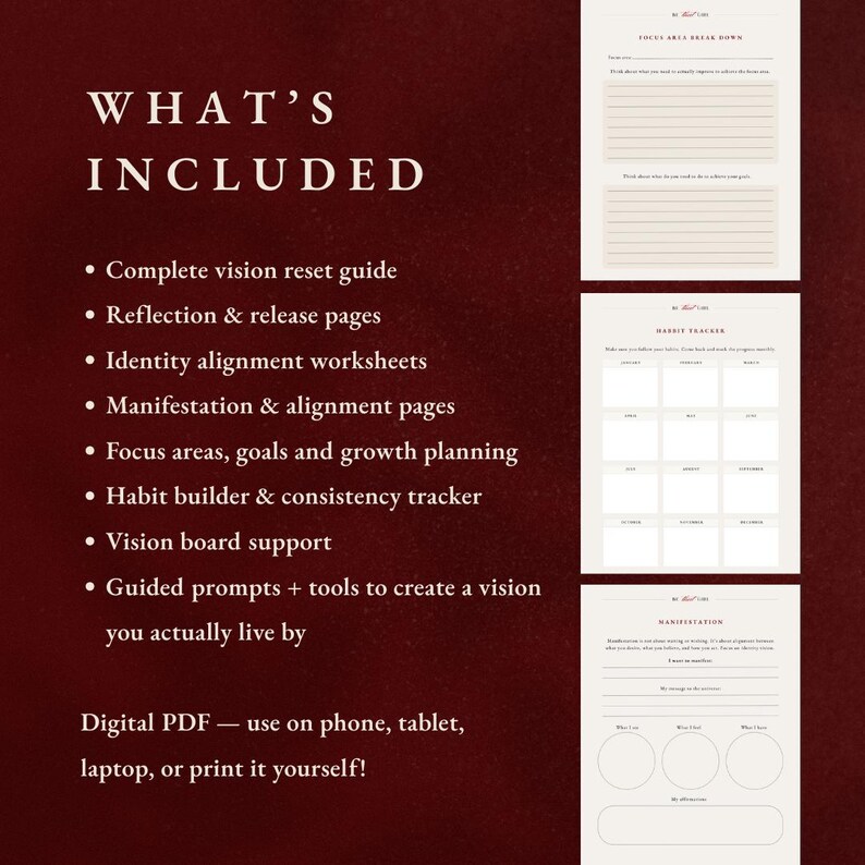 2026 Vision Reset Guided Planner | Manifestation & Habit Reset (digital ...