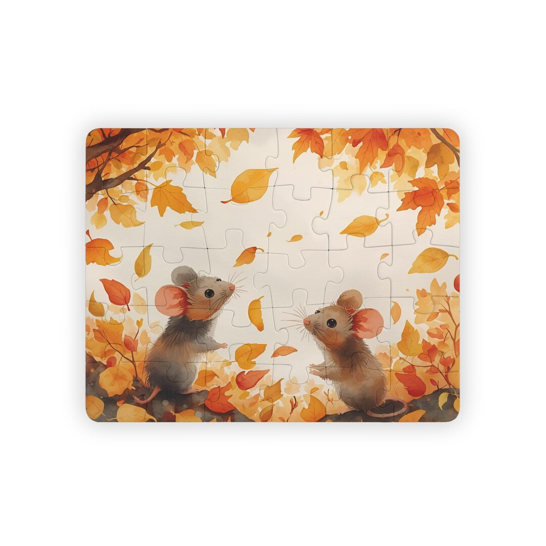 Autumn Mice Puzzle: 30-piece Laminated Chipboard Children's Jigsaw - Etsy