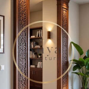 Hand Carved Wooden Columns | Solid Wood Floral Architectural Pillars ...
