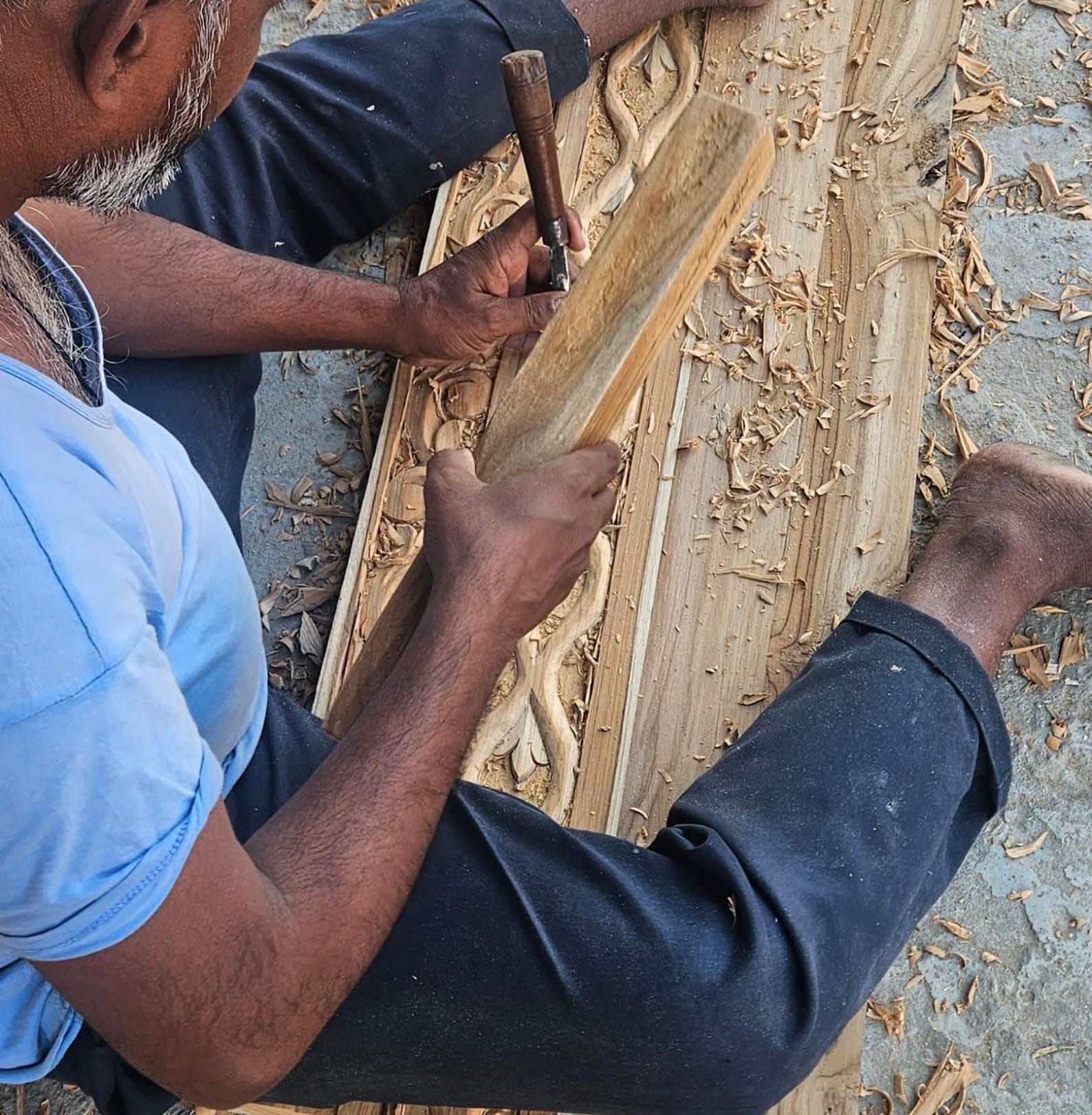 Hand Carved Wooden Columns Set of 2 | Solid Wood Floral & Vine Pillars ...